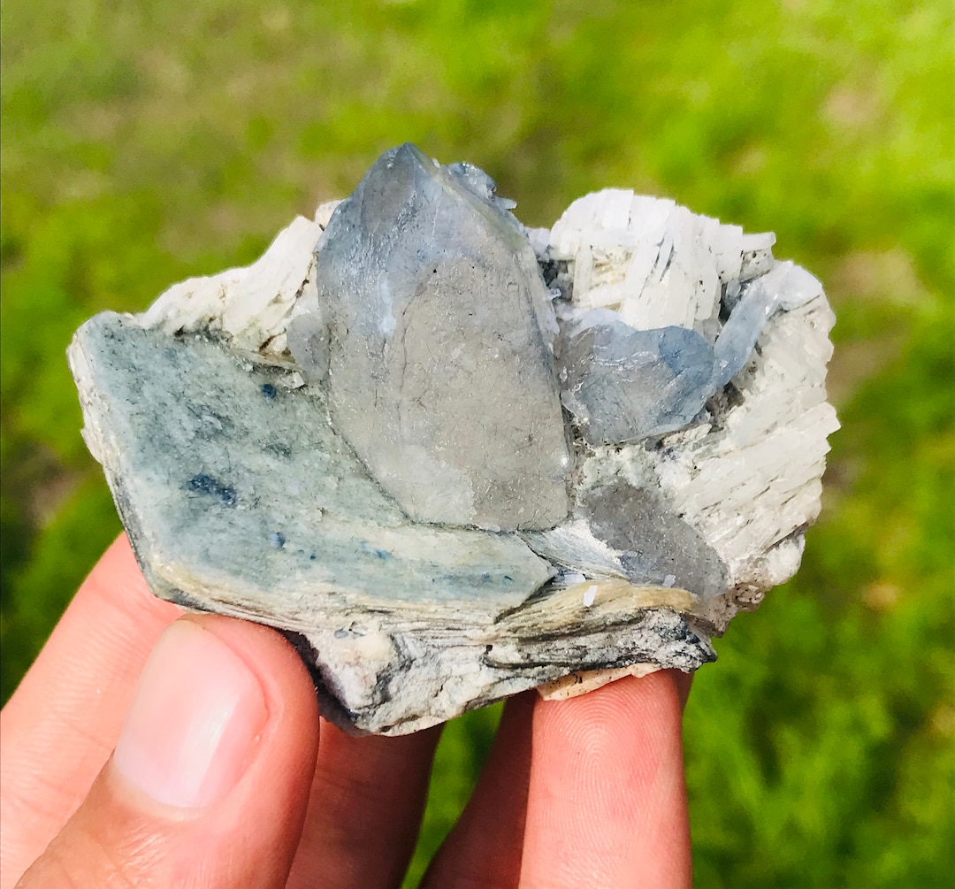 Rare Blue Quartz Crystal With Muscovite - Afghanistan Mineral Specimen ...