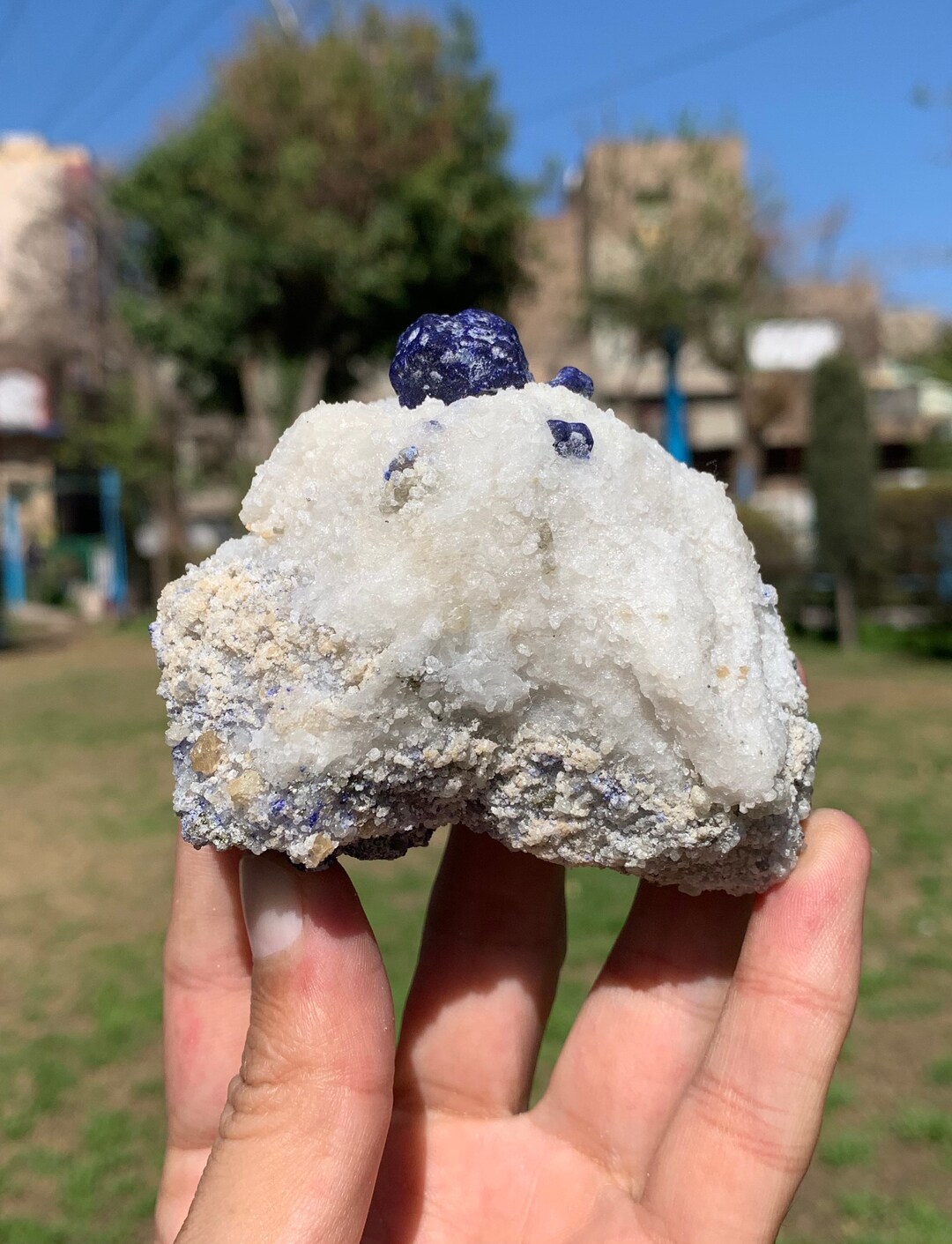 Lazurite Crystal Specimen: Blue Calcite & Pyrite Mineral - Etsy