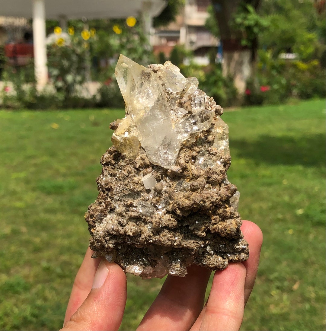 Clear Lustrous Quartz Crystals Cluster With Siderite & Mother-rock From ...