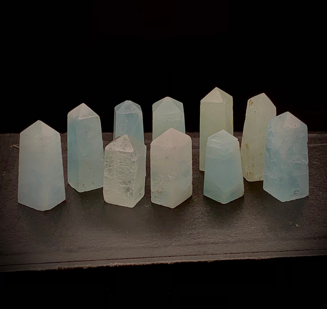 10 Pieces Blue Aquamarine Polished Tower / Points ( Blue Beryl Towers ...