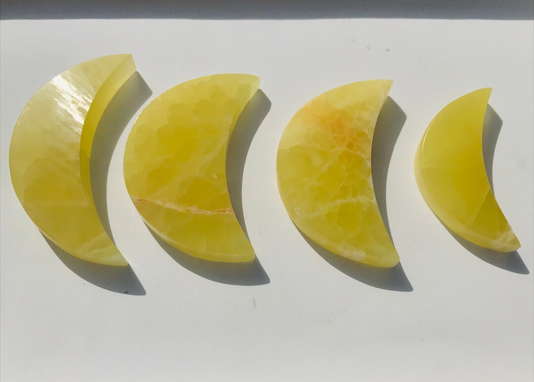 4 Gemmy Lemon Calcite Crescent Shape Moons From Pakistan P1 - Etsy