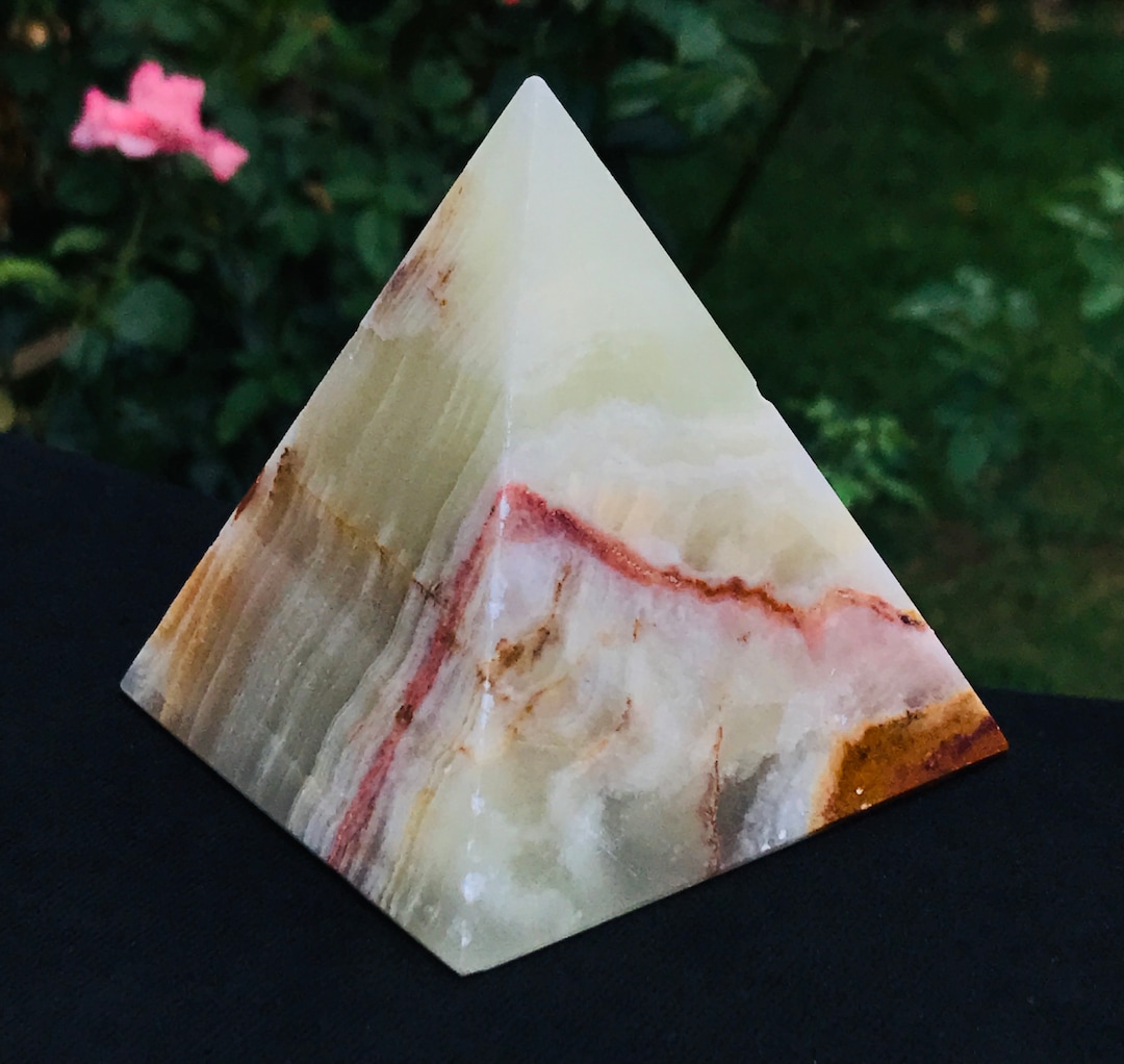 Large Green Onyx Pyramid / Office, Home, Decor, Banded Onyx Pyramid ...