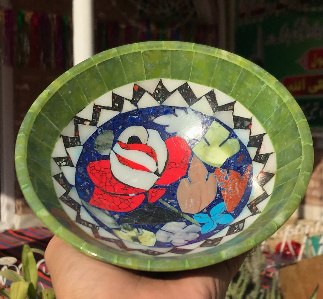 Beautiful Bowl Mix Stone Green Serpentine , Lapis Lazuli , Jasper ...