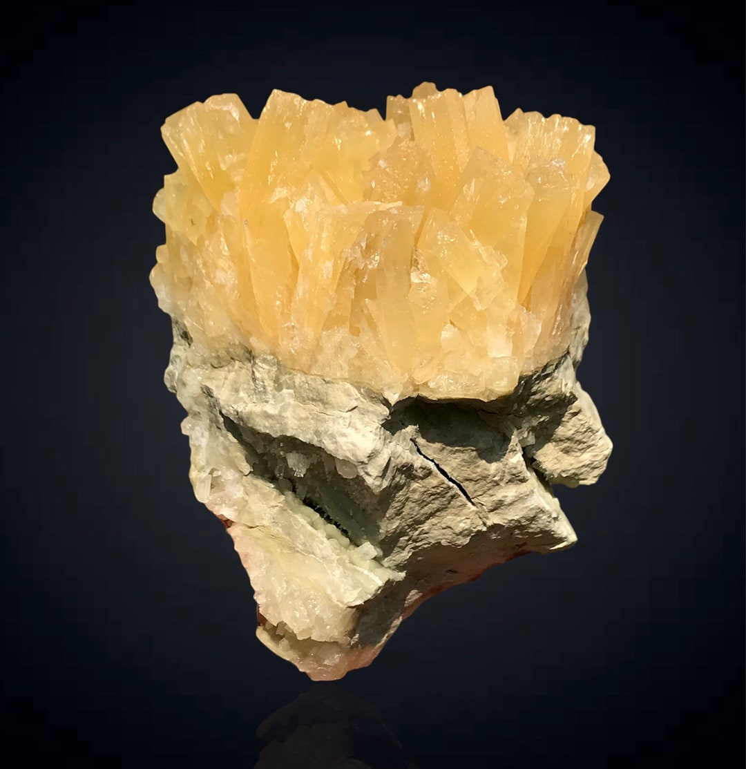 Yellow Golden Aragonite Crystals With Albite Specimen P17 - Etsy