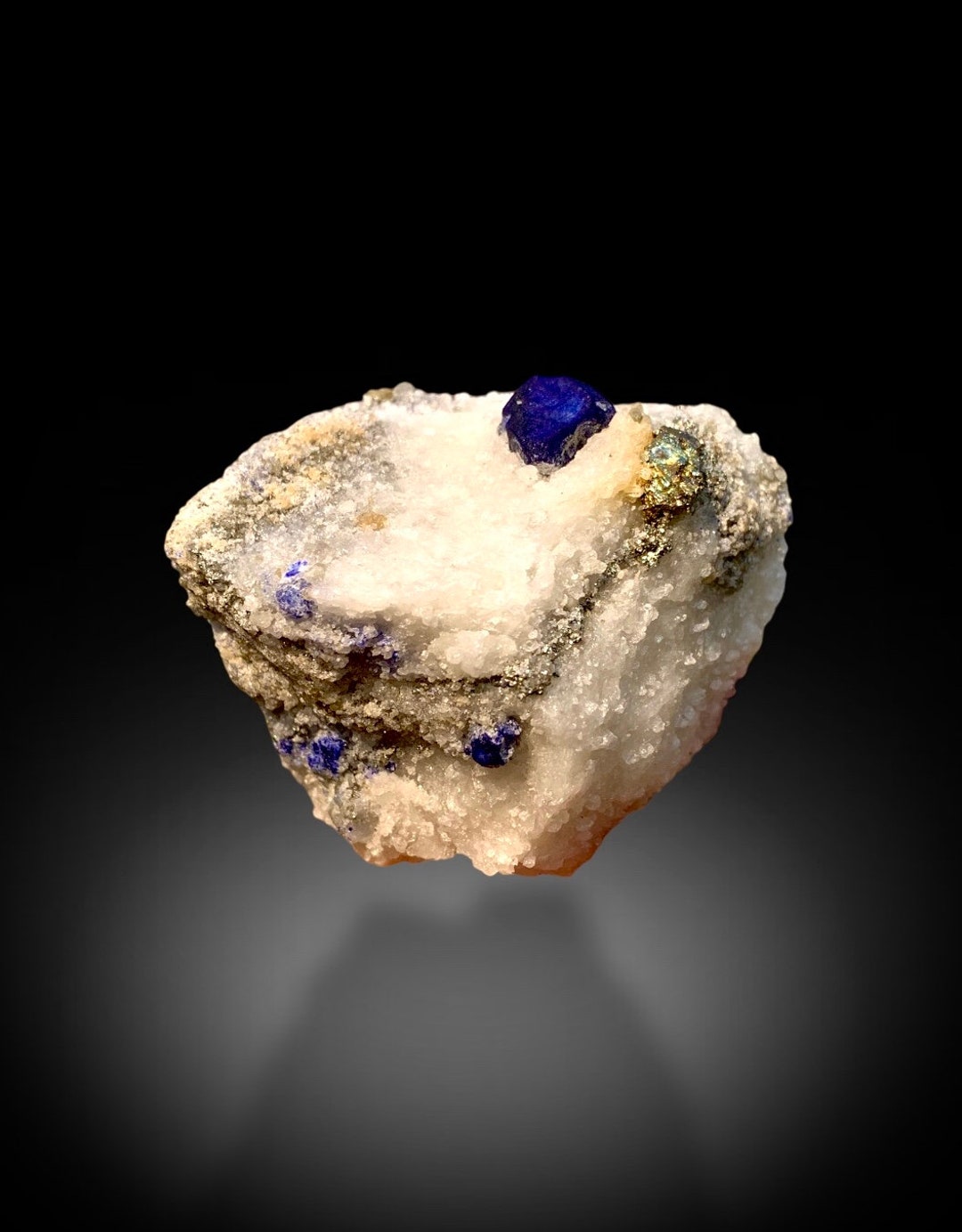 Rich Blue Lazurite Terminated Crystal With Milky White Calcite & Pyrite ...