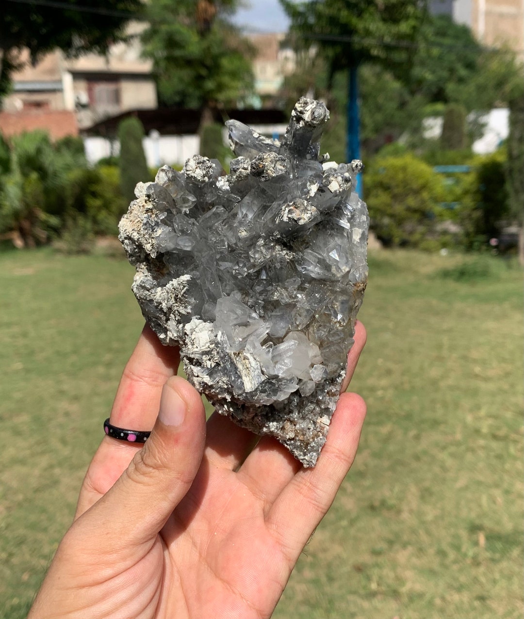 Gray Quartz / Graphite Included Phantom Quartz Crystals Cluster With ...