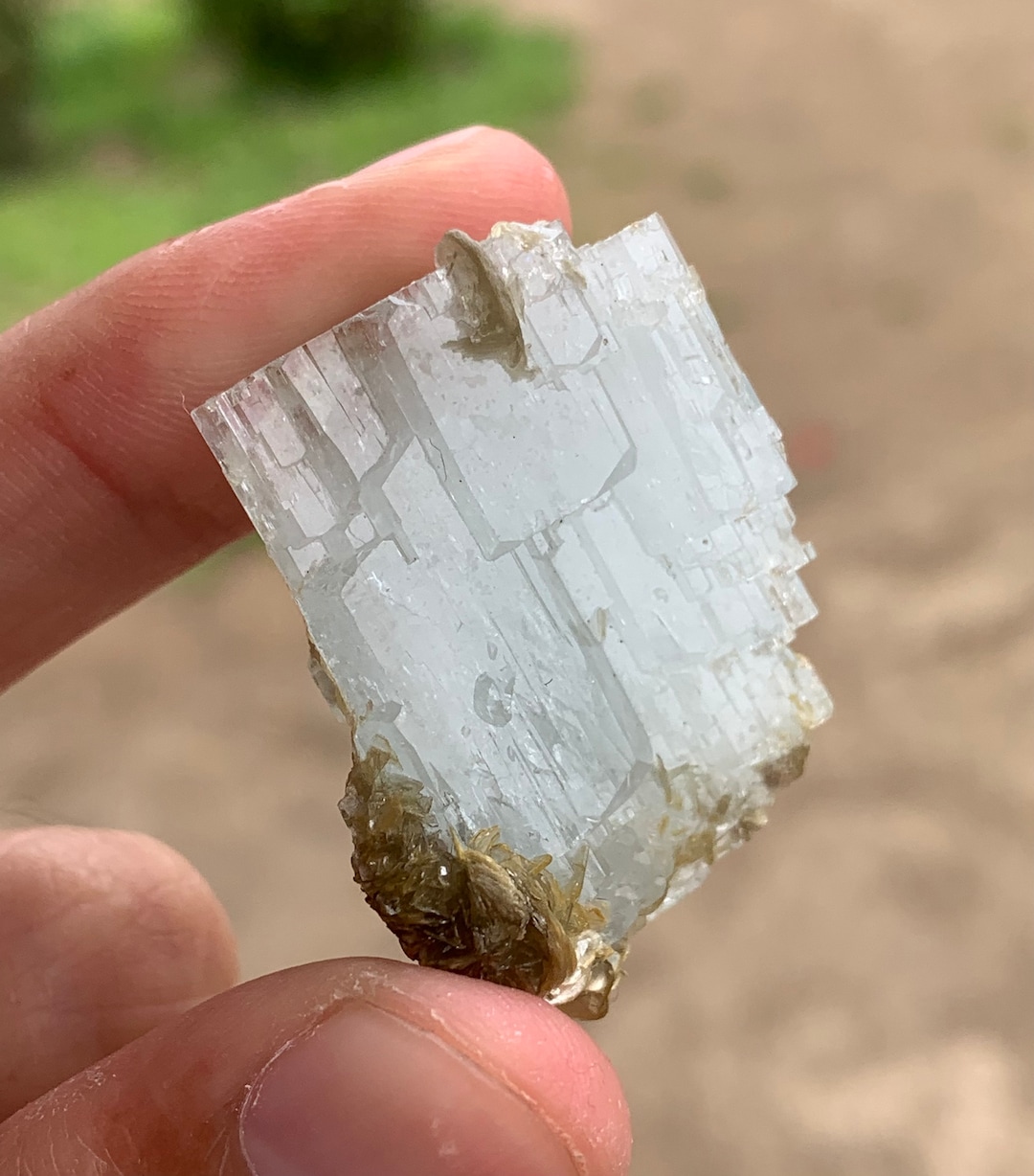 Double Terminated Blue Aquamarine Crystals Bunch / Spray With Muscovite ...