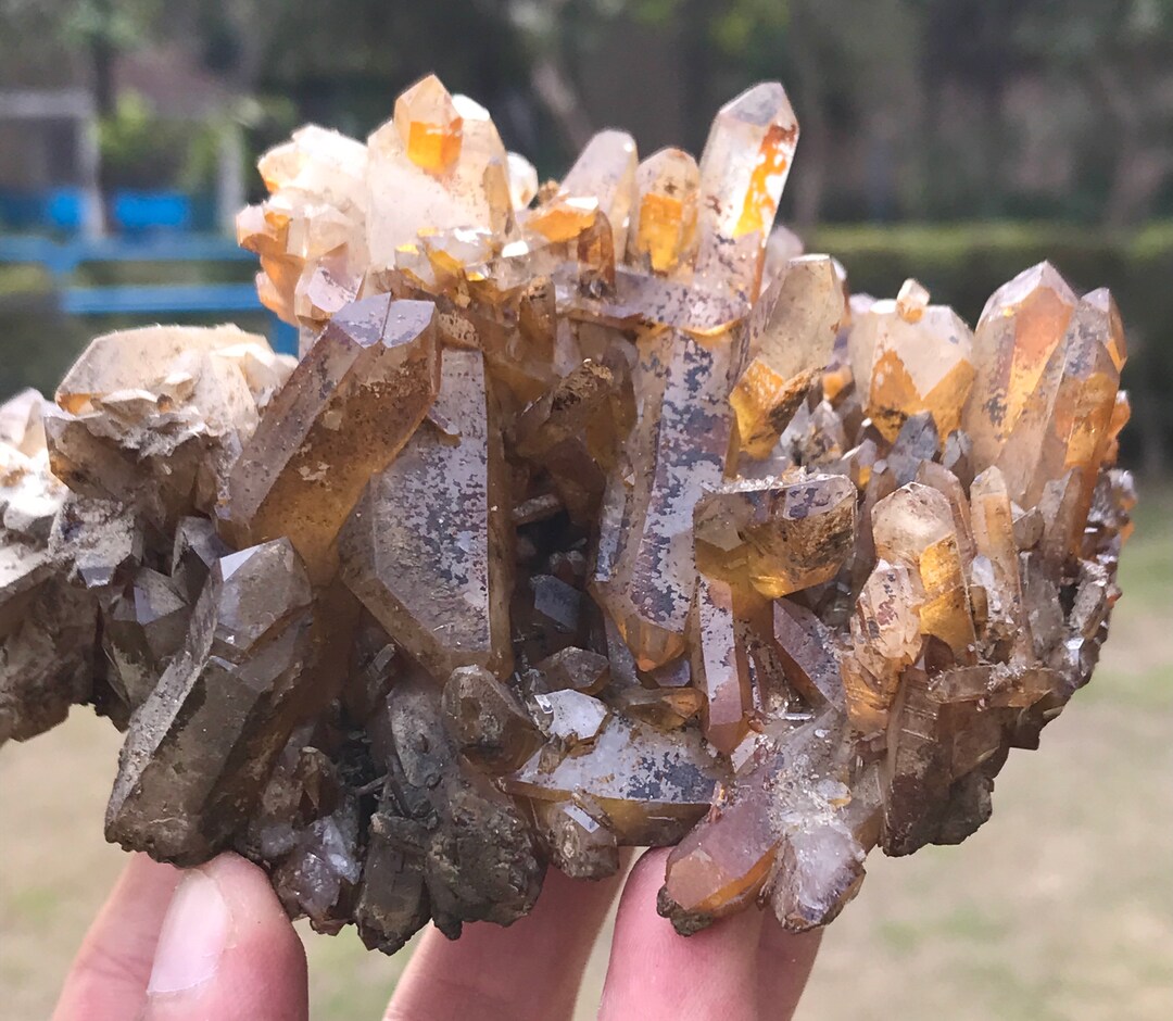 Golden Quartz Crystals Cluster ( Iron Stained / Golden Stained ) Quartz ...