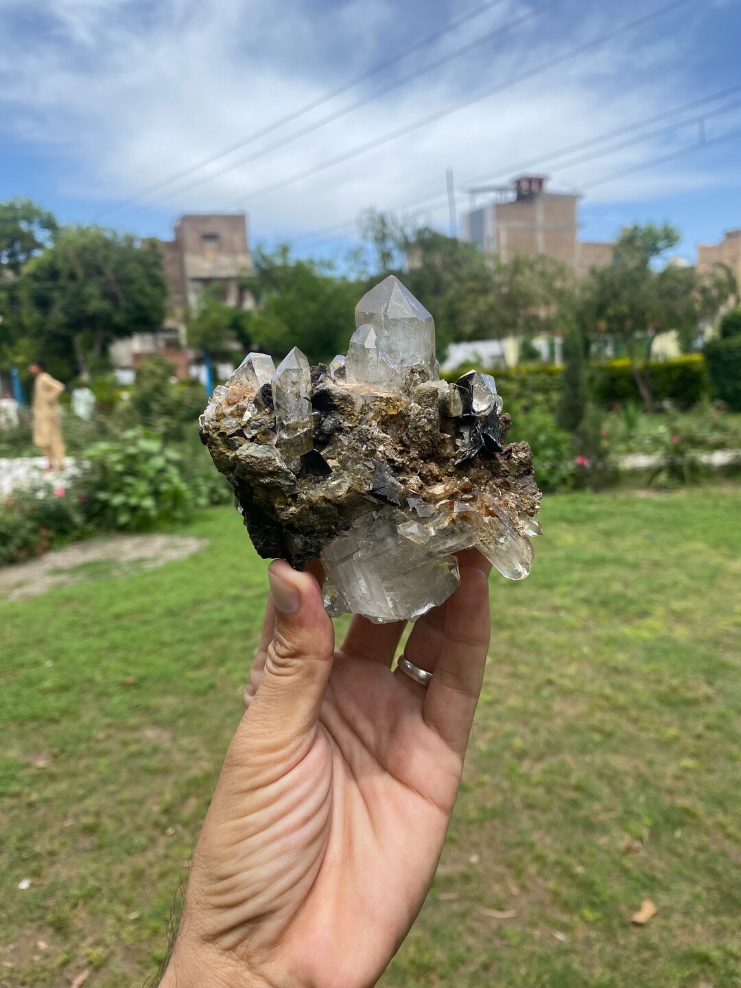Quartz Crystals Cluster With Rare Black Brookite Crystals Blade Combine ...