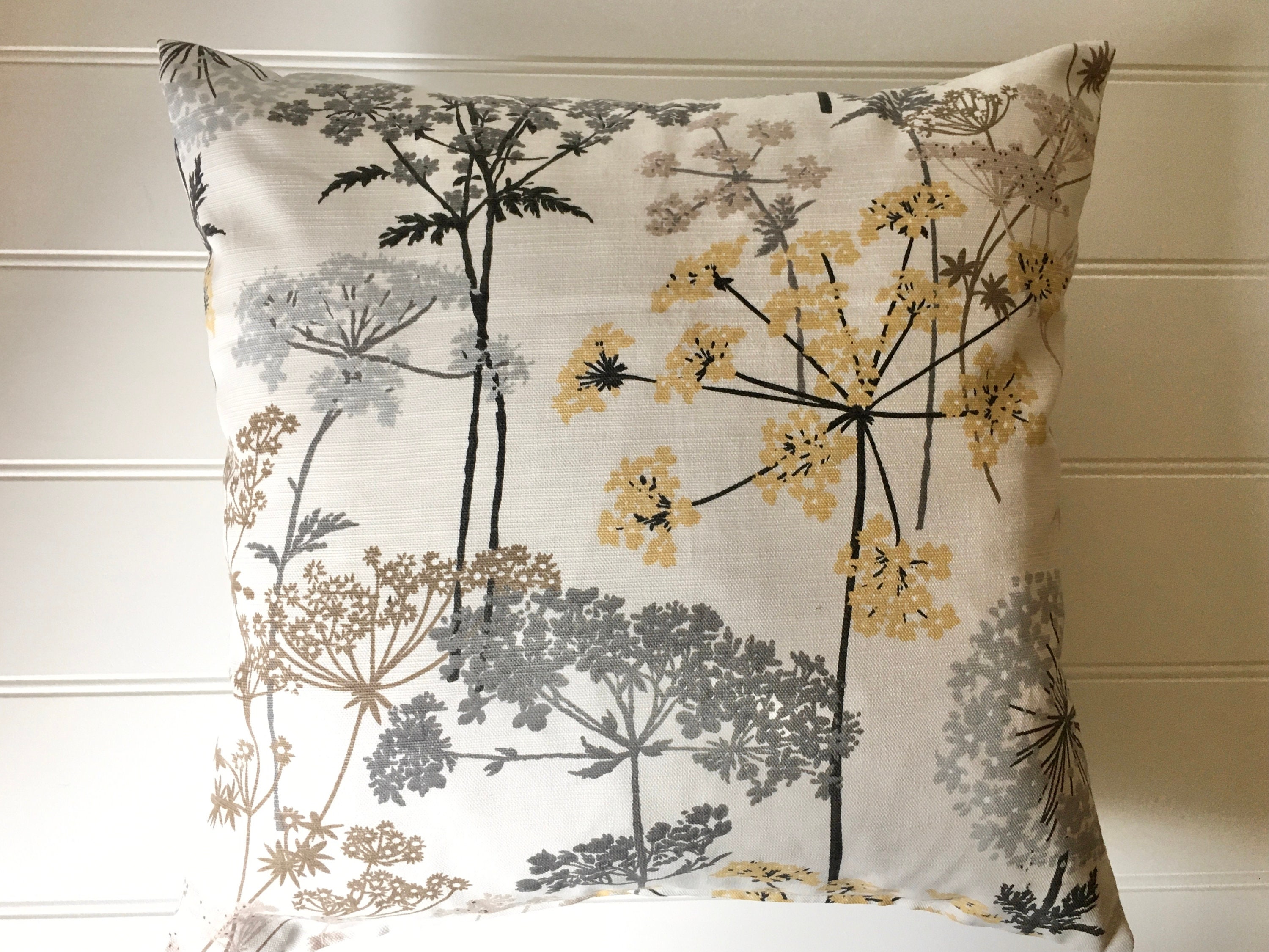 Neutral Tone Cushion Cover With Hedgerow Designsummer Themed - Etsy