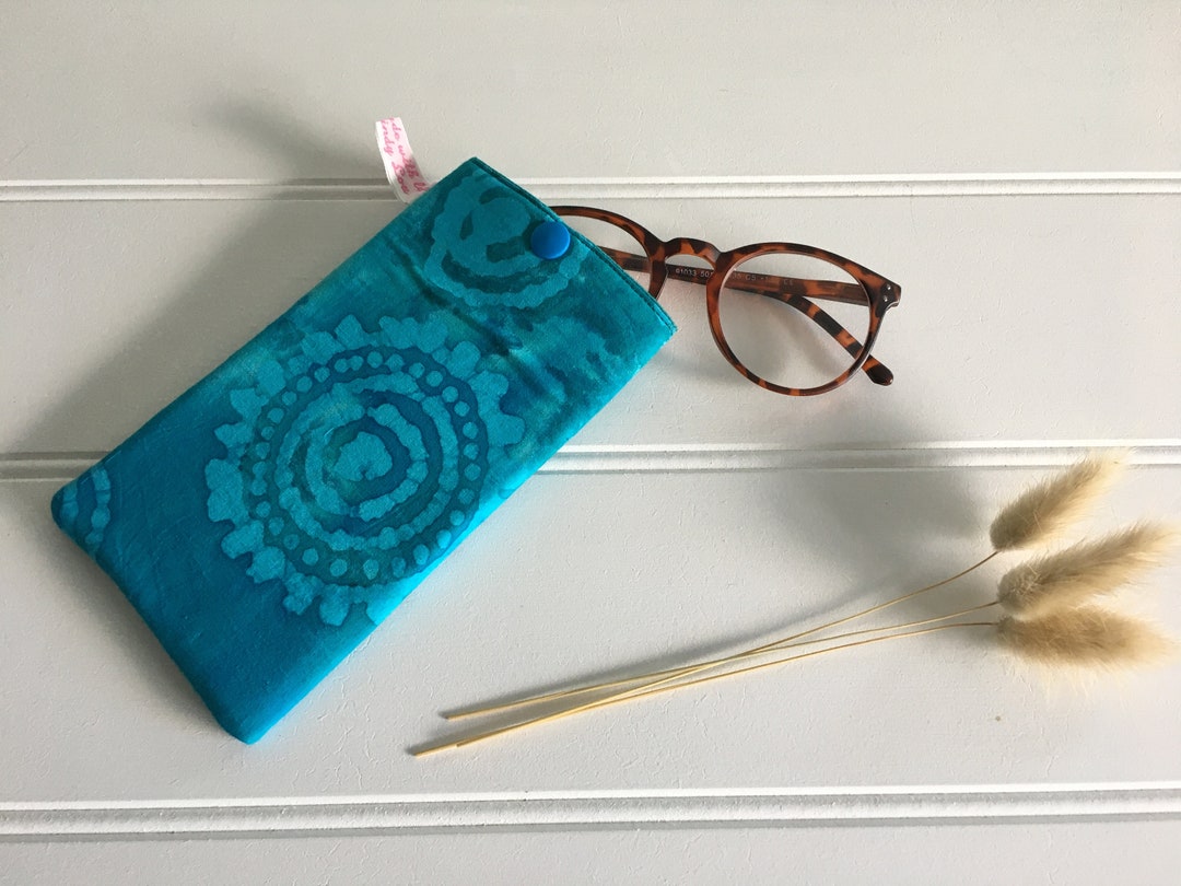 Turquoise Blue Batik Effect Soft Glasses or Sunglasses Case - Etsy