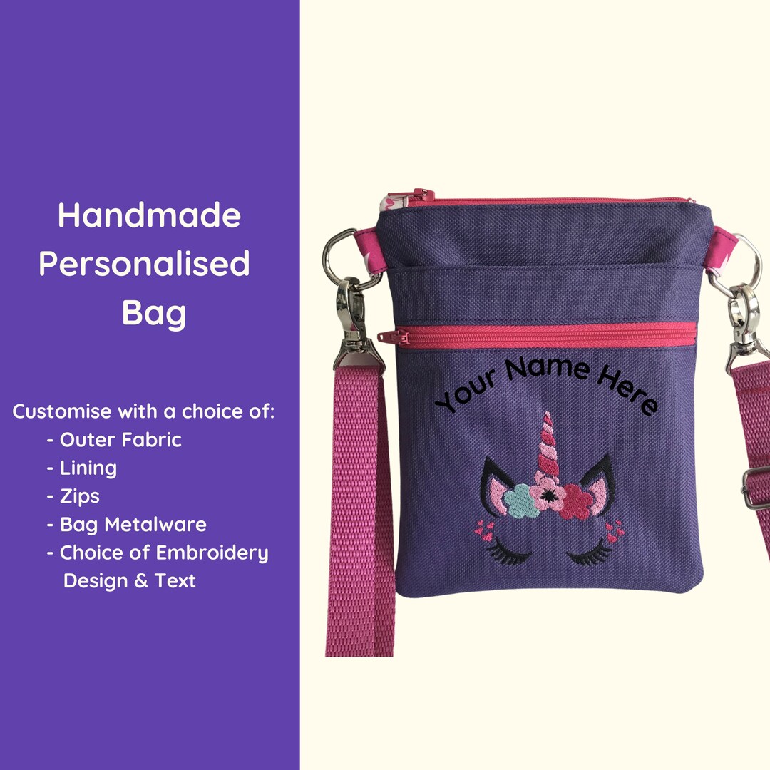 Custom Personalised Embroidered Cross Body Bag, Personalised Waterproof ...