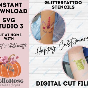 Glitter Tattoo Stencils Girls Favorite Mix SVG Digital Bulk Stencil ...