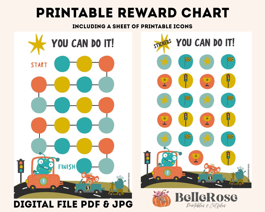 Monsters Reward Chart, Monster Stickers, Kids Chart, Potty Training ...