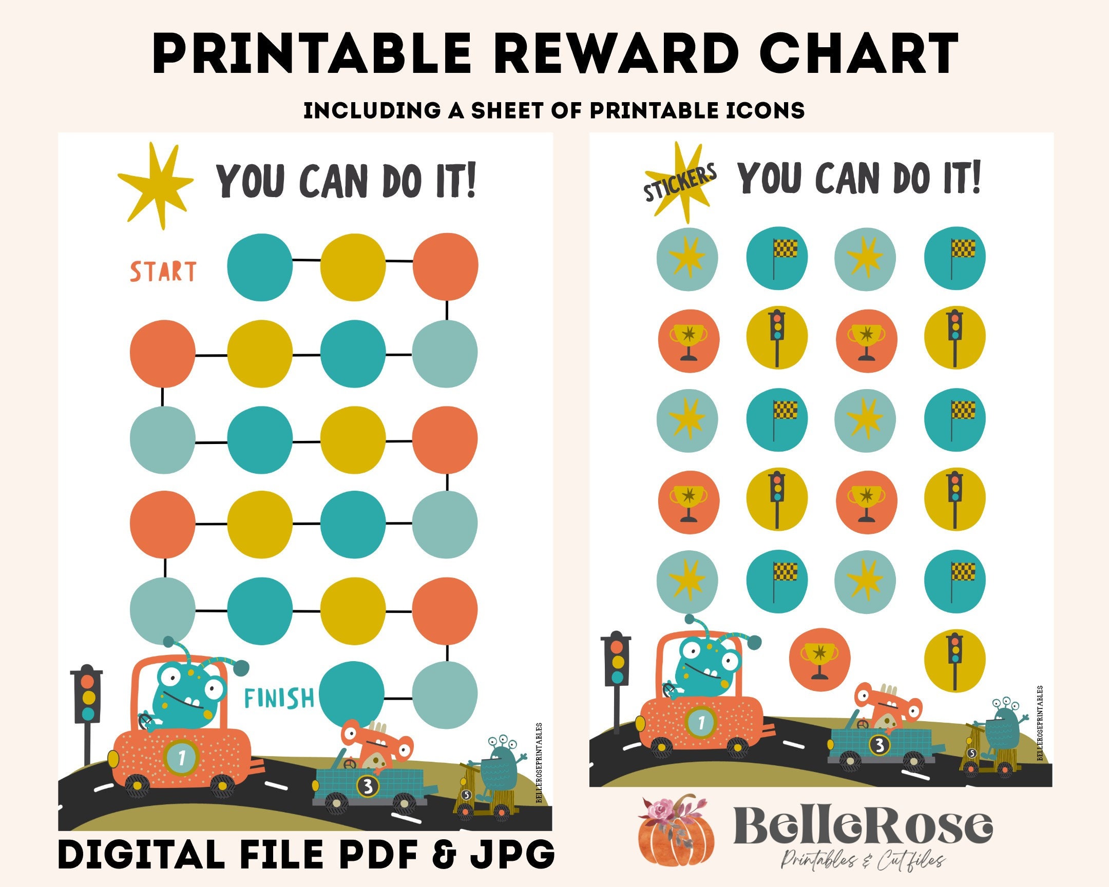 Monsters Reward Chart, Monster Stickers, Kids Chart, Potty Training ...