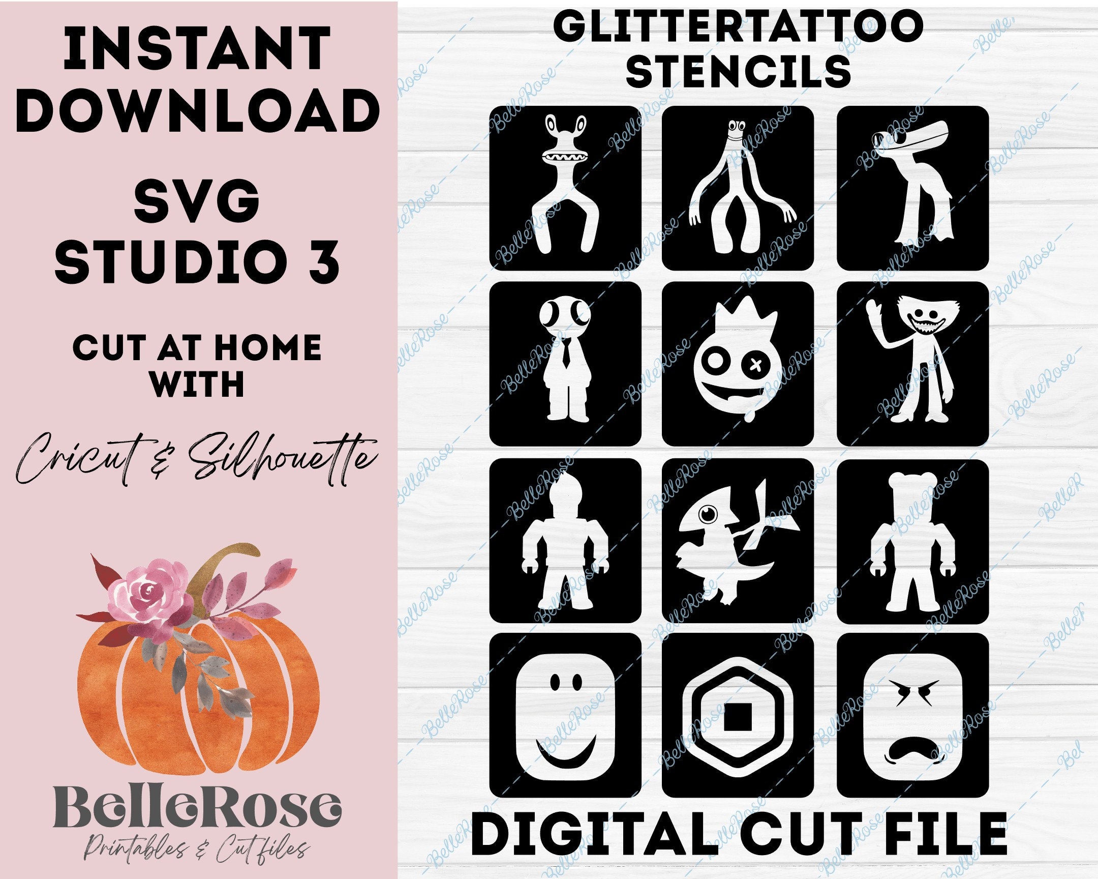 Glitter Tattoo Stencils SVG Roblox Rainbowfriends Digital Cut File ...
