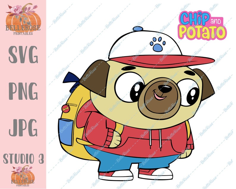 Chip and Potato's Spud the Pug Inspired Digital Cut File - Etsy