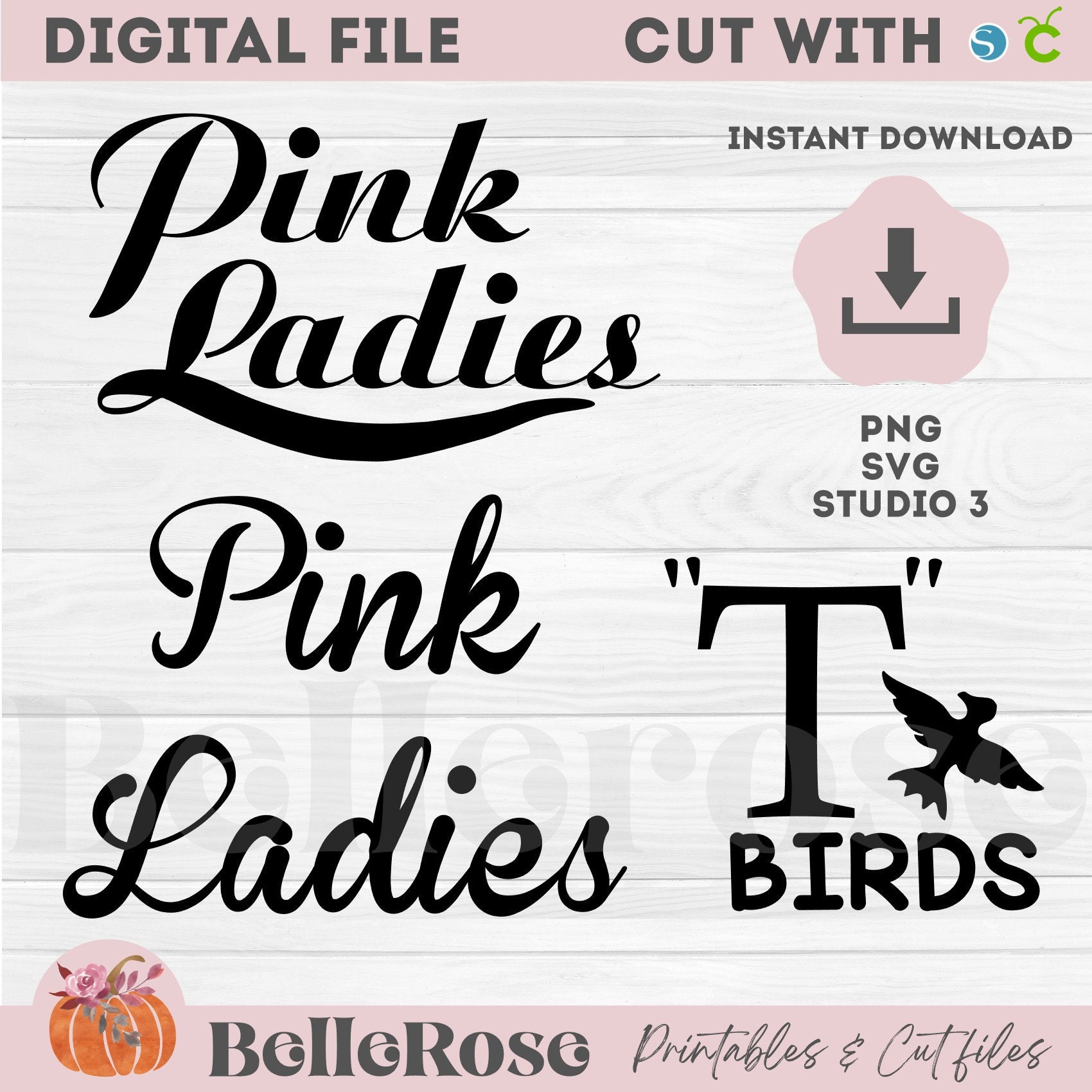 Pink Ladies T-birds Grease Logo Leather Jacket Digital Cut File for ...