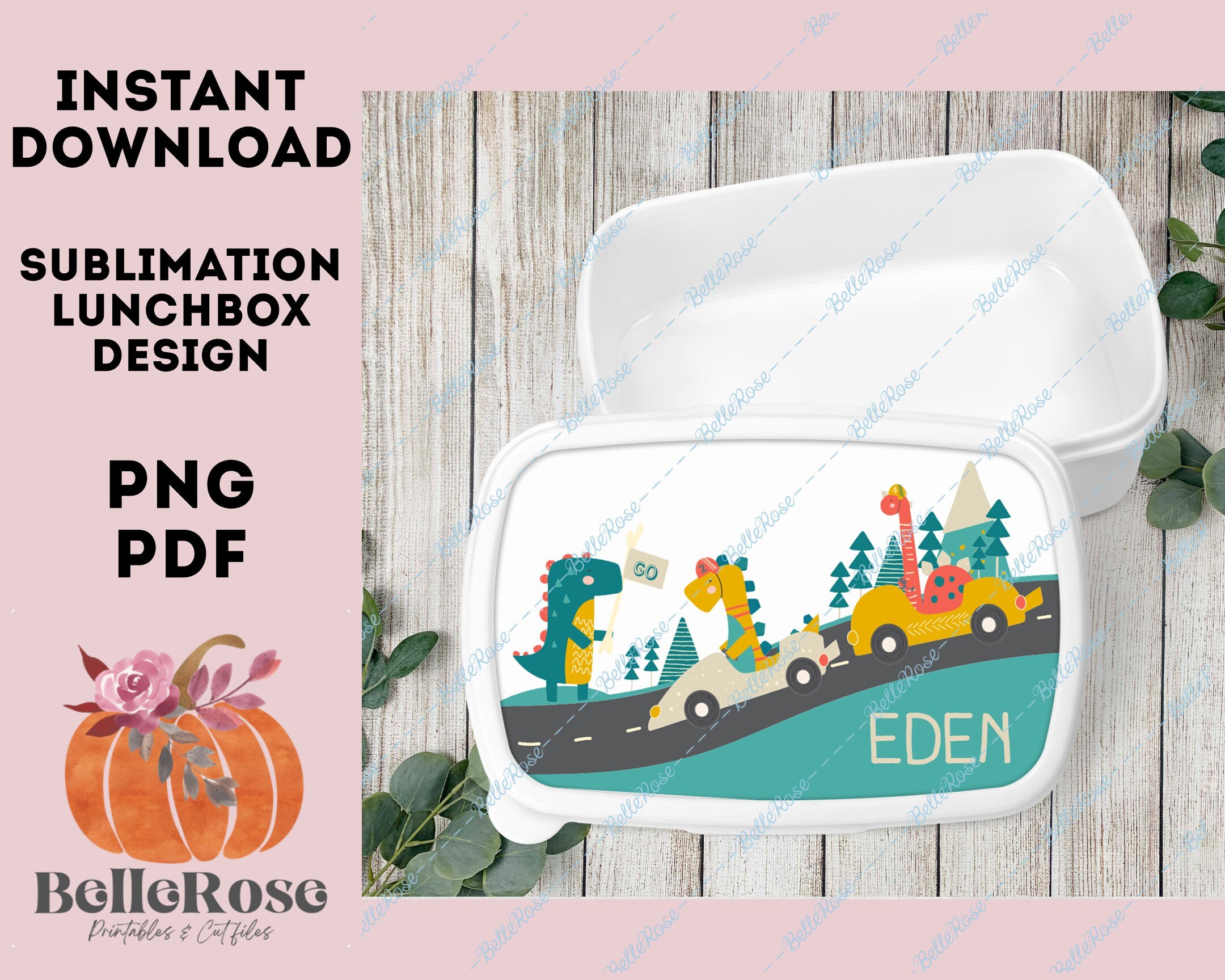 Digital File for Sublimation Lunchbox Printable Dino Race Design PDF ...