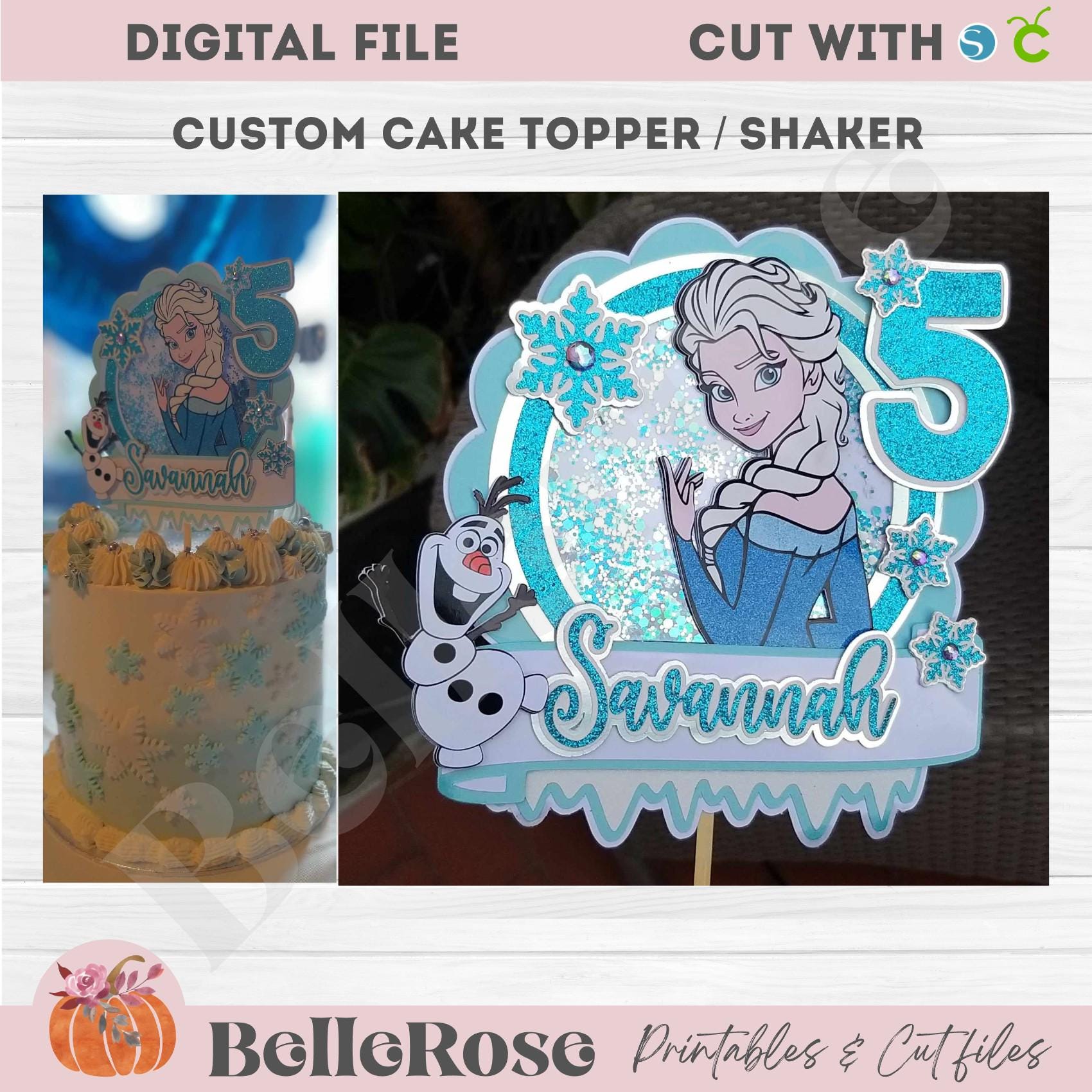 Custom Cake Topper Elsa Inspired Birthday Caketopper Shaker SVG Cut ...