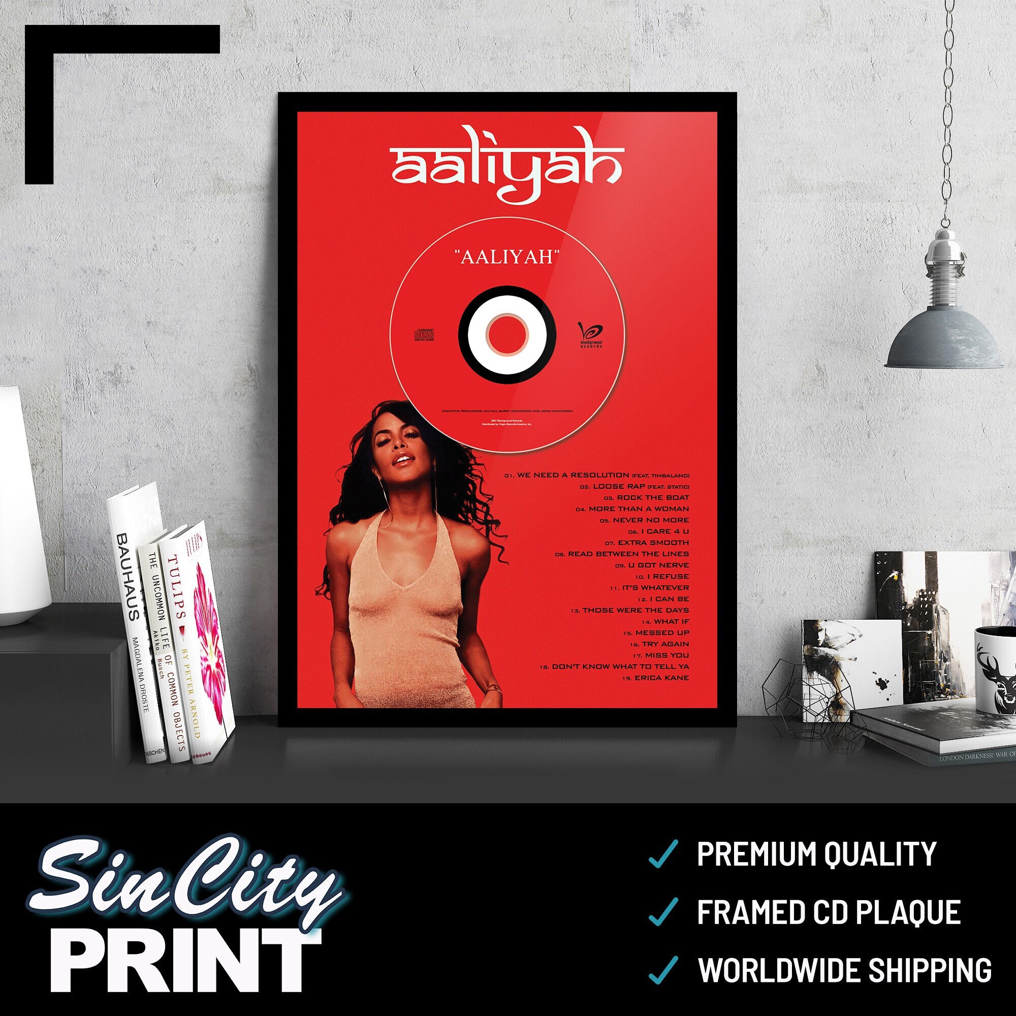 Aaliyah Aaliyah The Red Album Framed Cd Album Plaque Hip Hoprap Music Poster Print