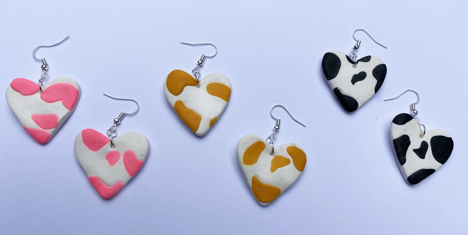 Cow Print Fimo Clay Earrings Stainless Steel Hooks. - Etsy.de