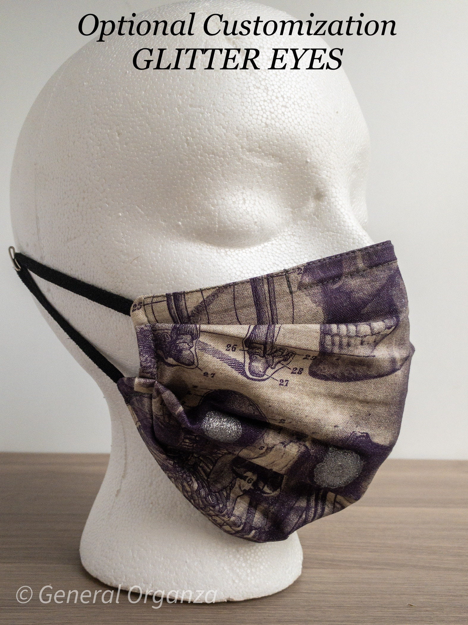 Skeletal Anatomy Pleated Cotton Reverible Face Mask - Etsy