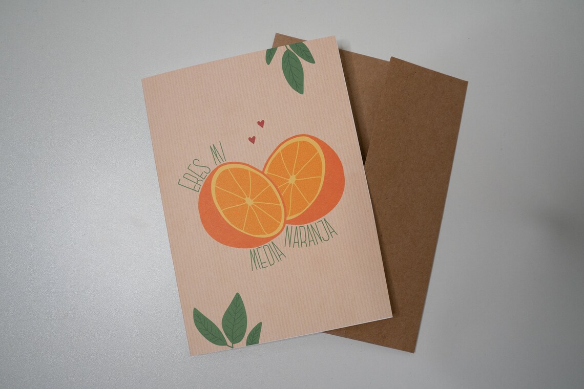 Mi Media Naranja Valentine's Day Card (spanish)| 5x7 Card With Kraft ...