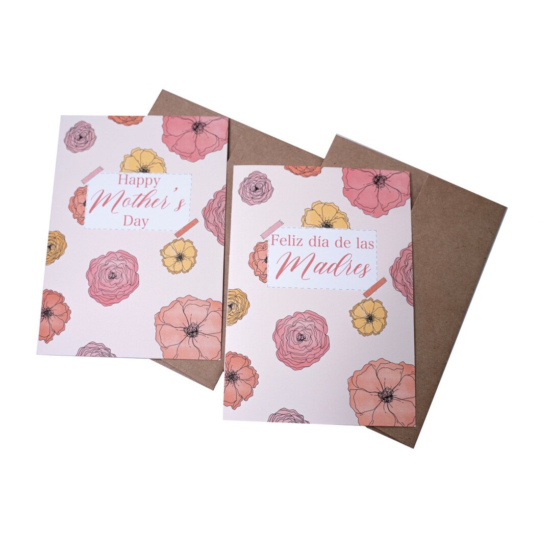 Floral Mother's Day Card With Envelope (english or Spanish) - Etsy