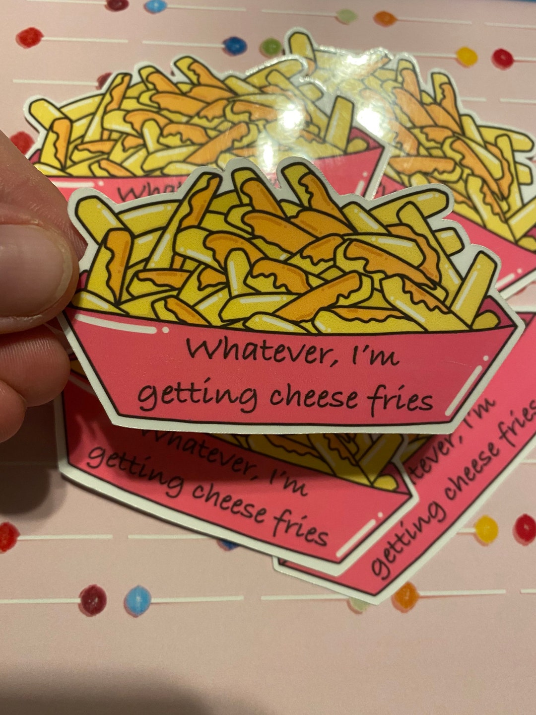 Cheese Fries - Matte Vinyl Sticker - Decal for Laptops, Water Bottles ...