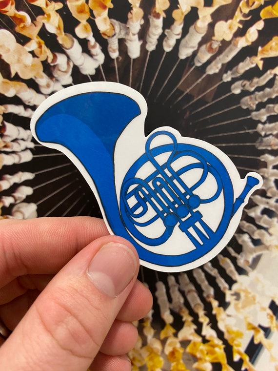 Blue French Horn Matte Vinyl Sticker Decal for Laptops - Etsy