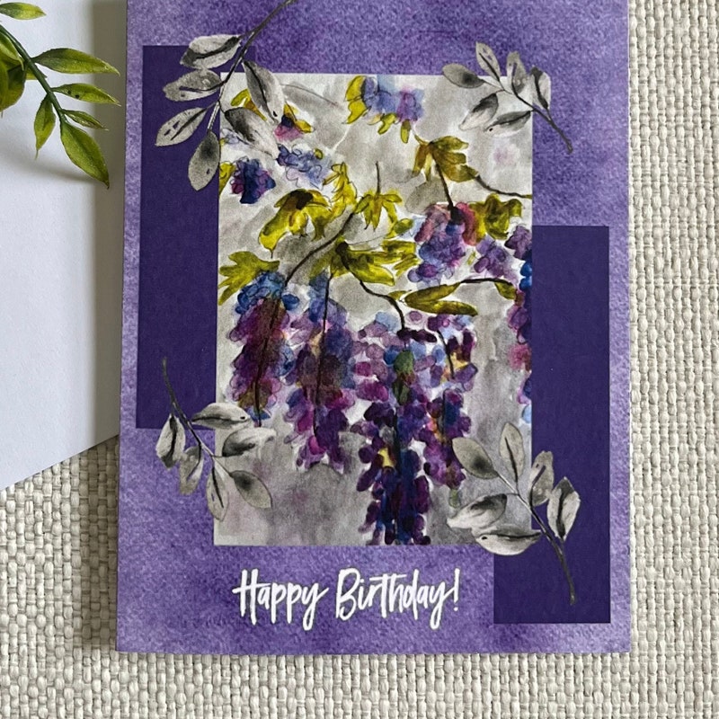 Birthday Card Purple - Etsy