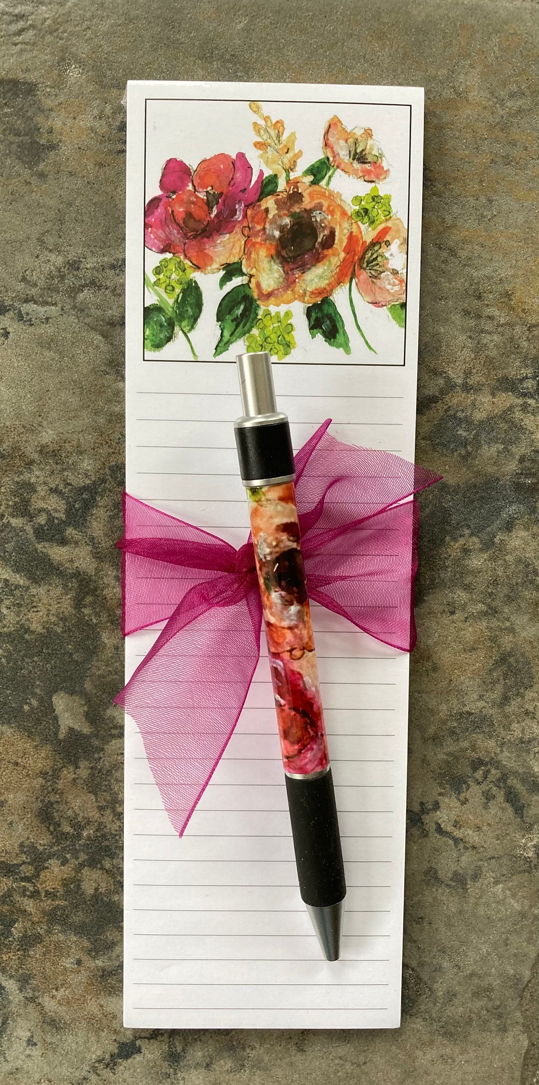 Floral Lined Tablet With Matching Pen: Grocery List Notepad - Etsy