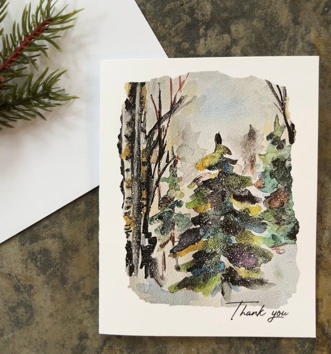 Winter Tree Sympathy Thank You Notes: Watercolor A2 Card Set - Etsy