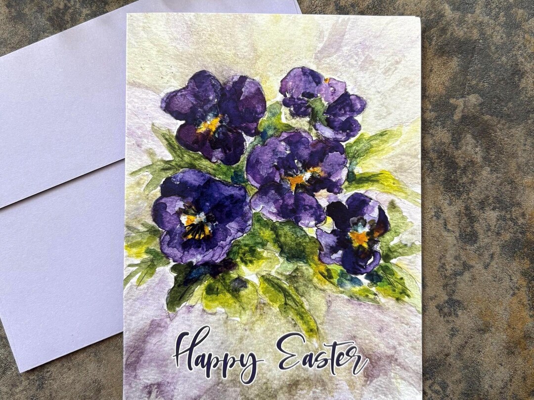 Easter Cards, Boxed Easter Cards, Pansies, Purple Pansies, Pansy, Happy ...