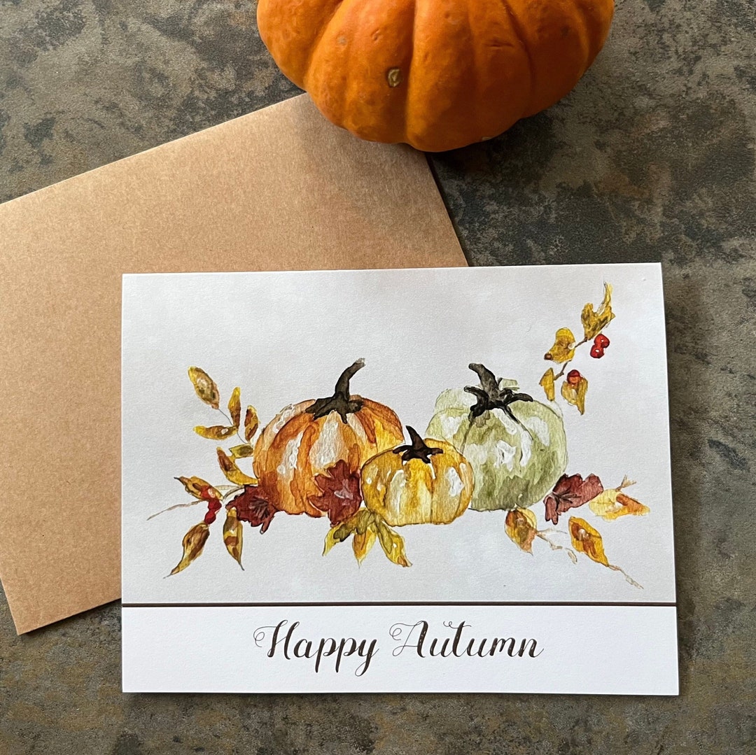 Note Cards, Boxed Note Cards, Fall Note Cards, Pumpkins, Happy Autumn ...