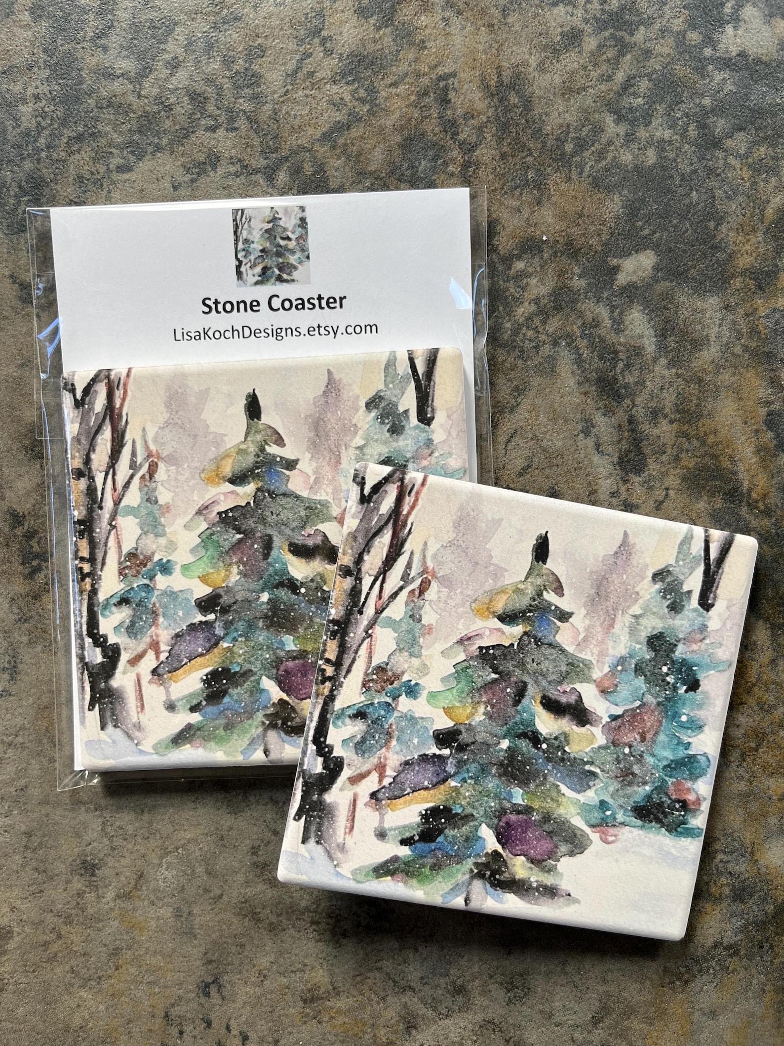 Stone Coaster, Trees, Winter Trees, Soapstone Coaster, Coaster, Winter ...