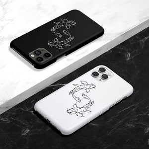 Pisces Line Art iPhone Case, Koi Fish Phone Case, White iPhone Case ...