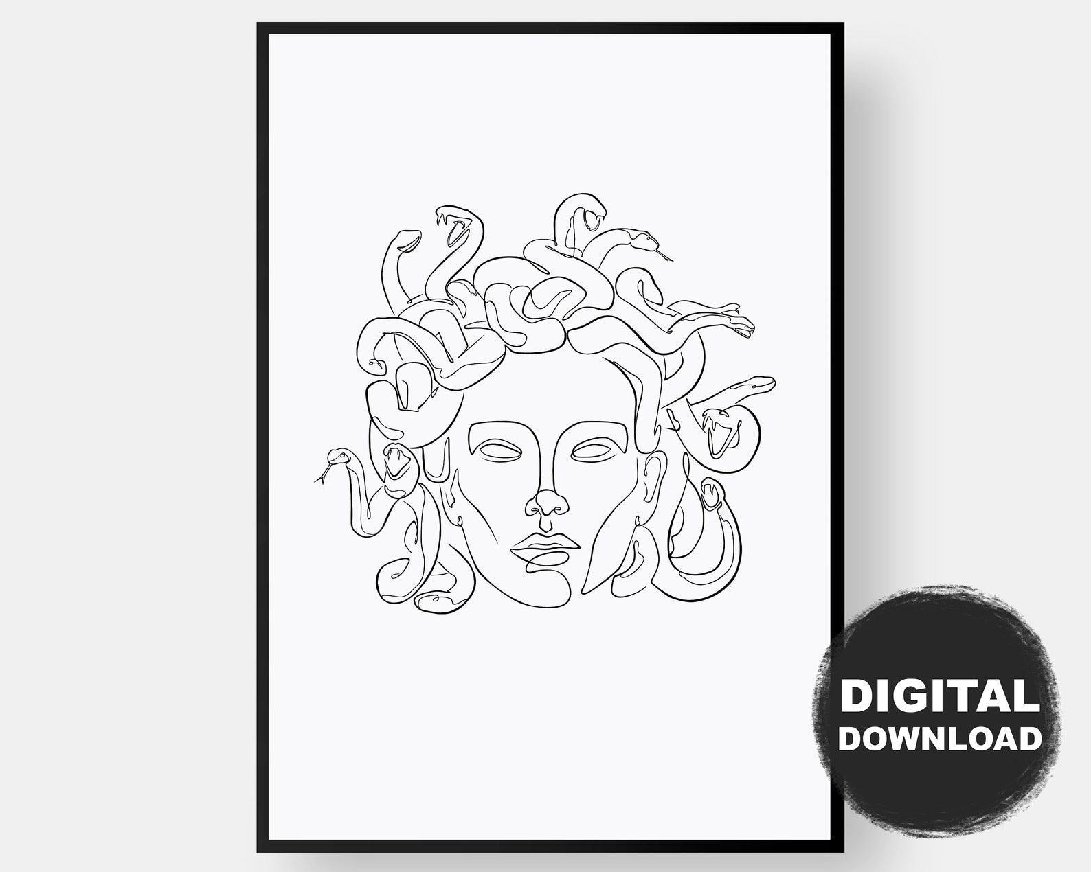 Medusa Print Medusa Wall Art Line Art Greek Line Drawing - Etsy