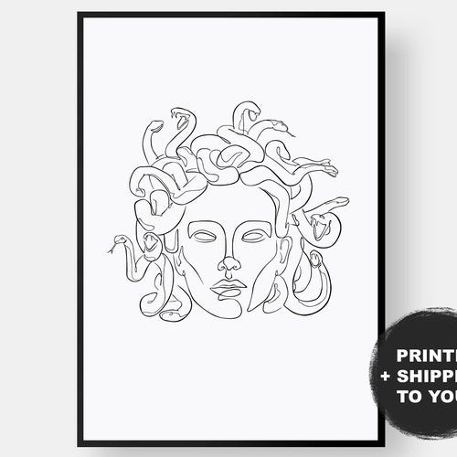Medusa Print Medusa Wall Art Line Art Greek Line Drawing - Etsy