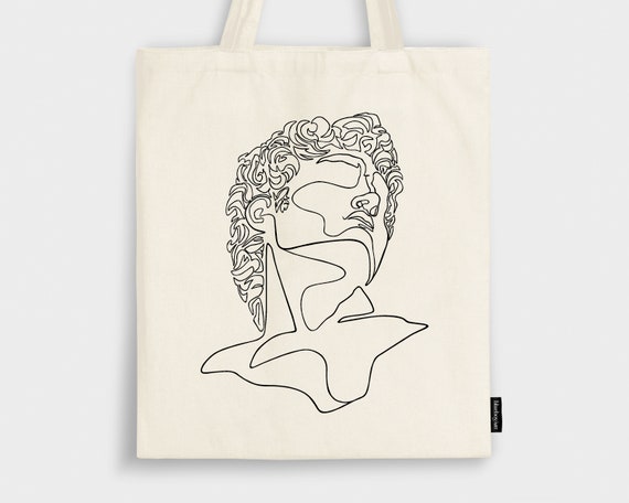 Michelangelo David Line Art NATURAL TOTE BAG Unique Greek - Etsy