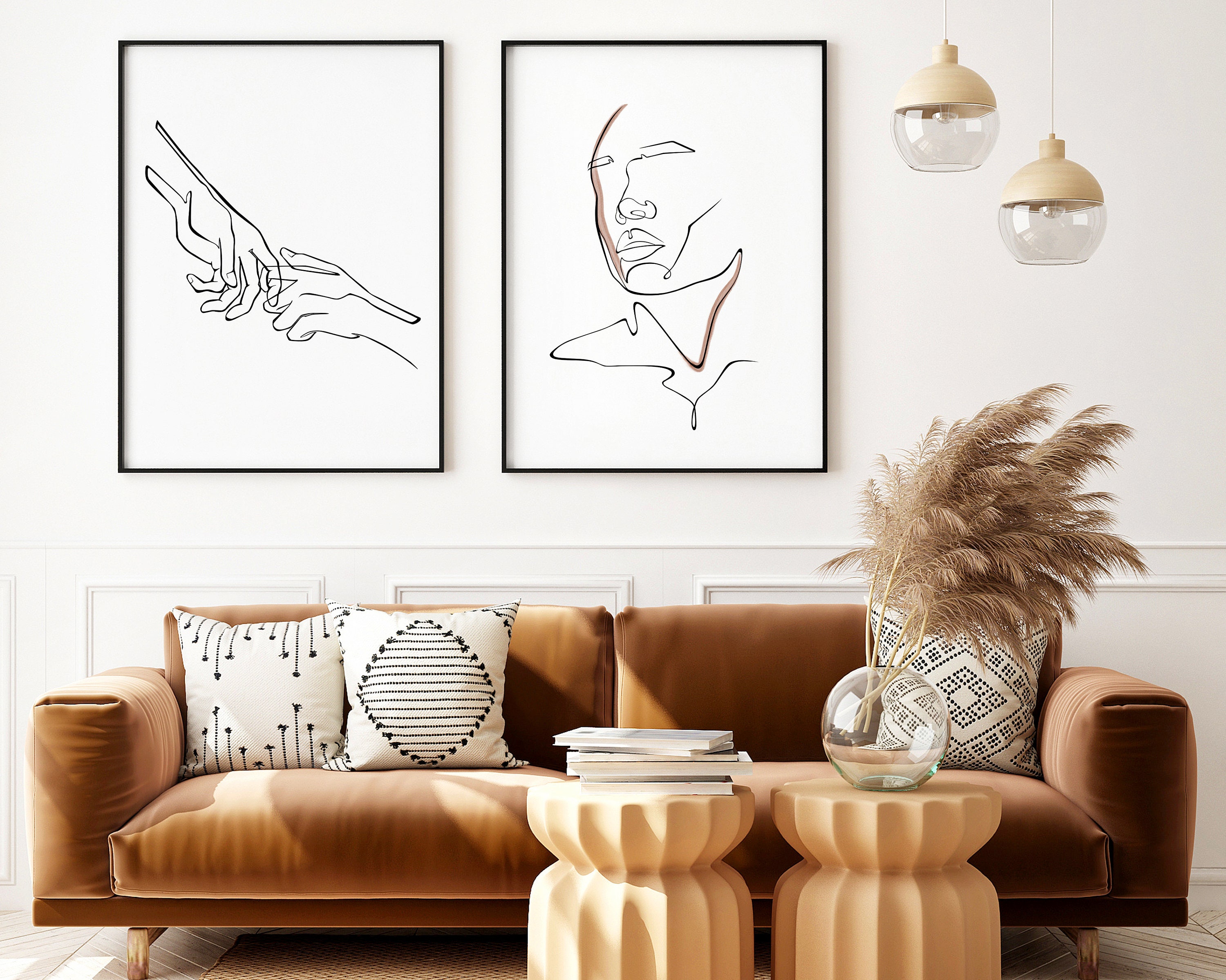 Minimal Line Drawing Print Male Portrait Wall Art Printable | Etsy