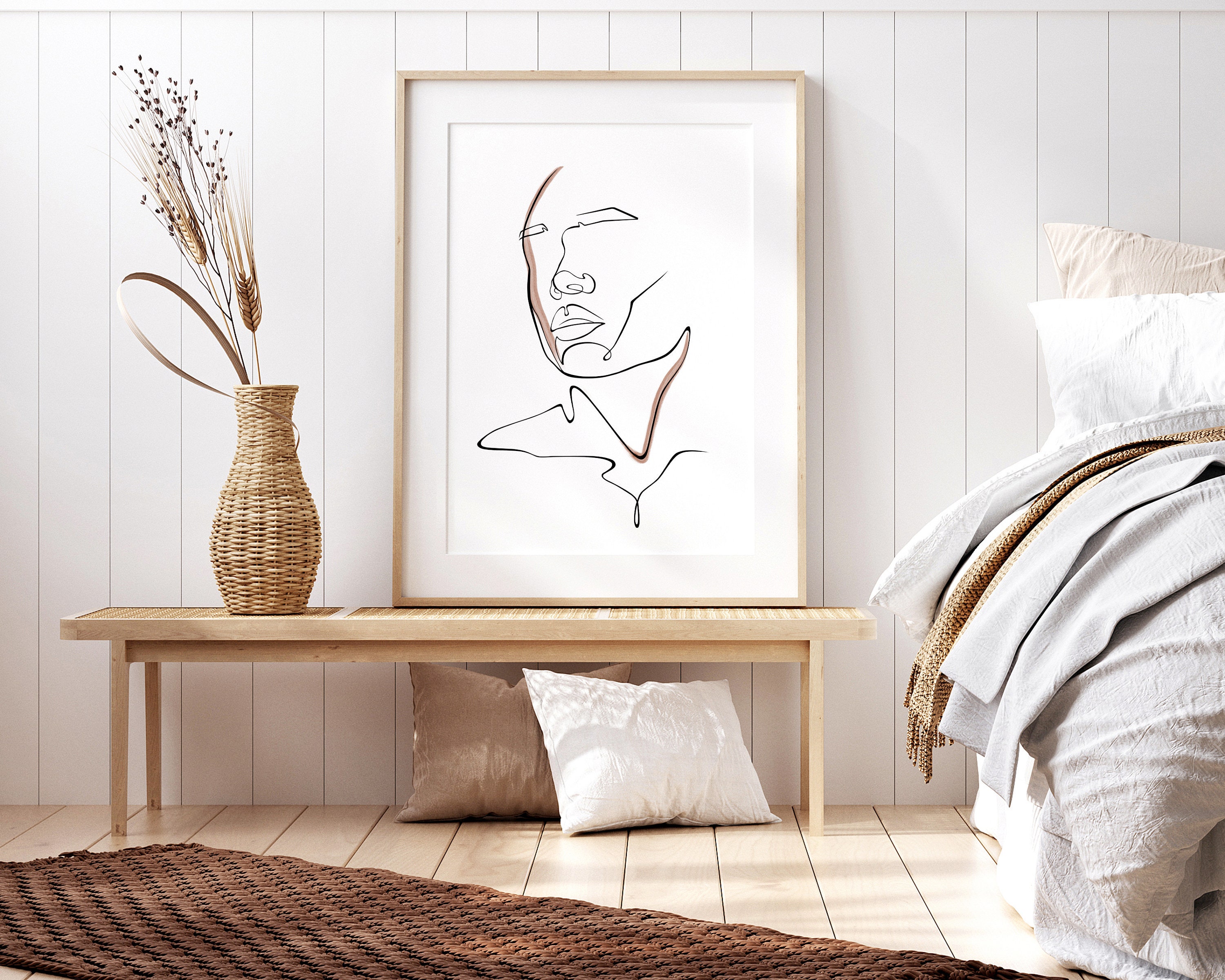 Minimal Line Drawing Print Male Portrait Wall Art Printable | Etsy