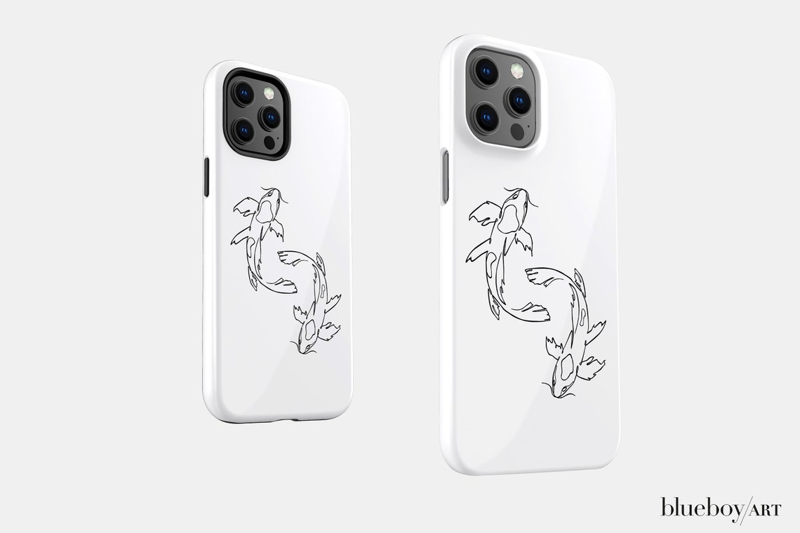 Pisces Line Art iPhone Case Koi Fish Phone case White iPhone | Etsy