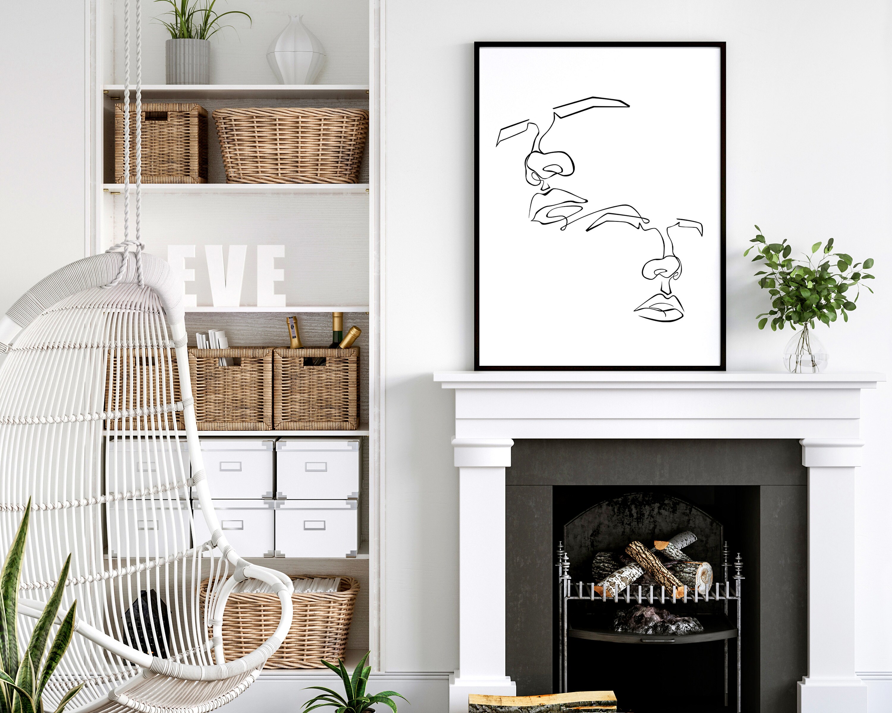 Minimal Face Line Drawing Wall Art Minimal Printable Poster | Etsy UK