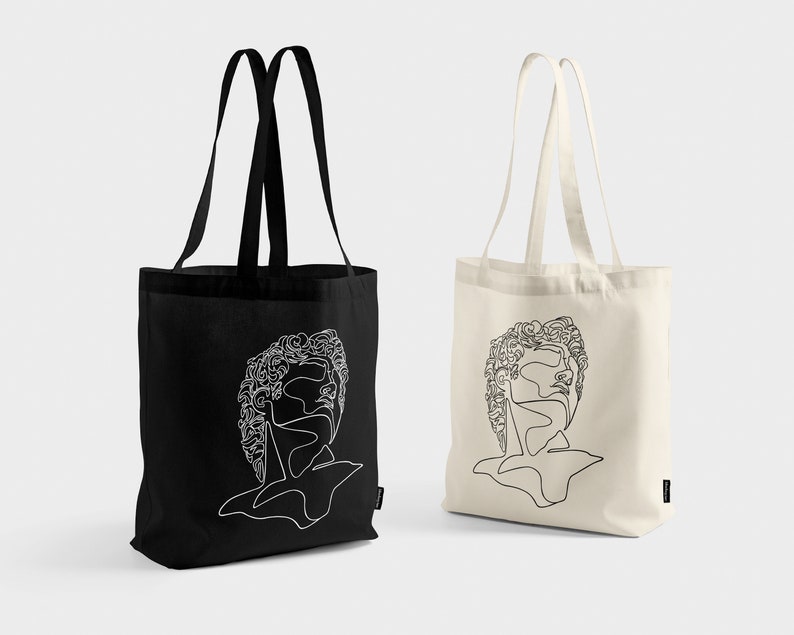 Michelangelo David Line Art NATURAL TOTE BAG Unique Greek - Etsy