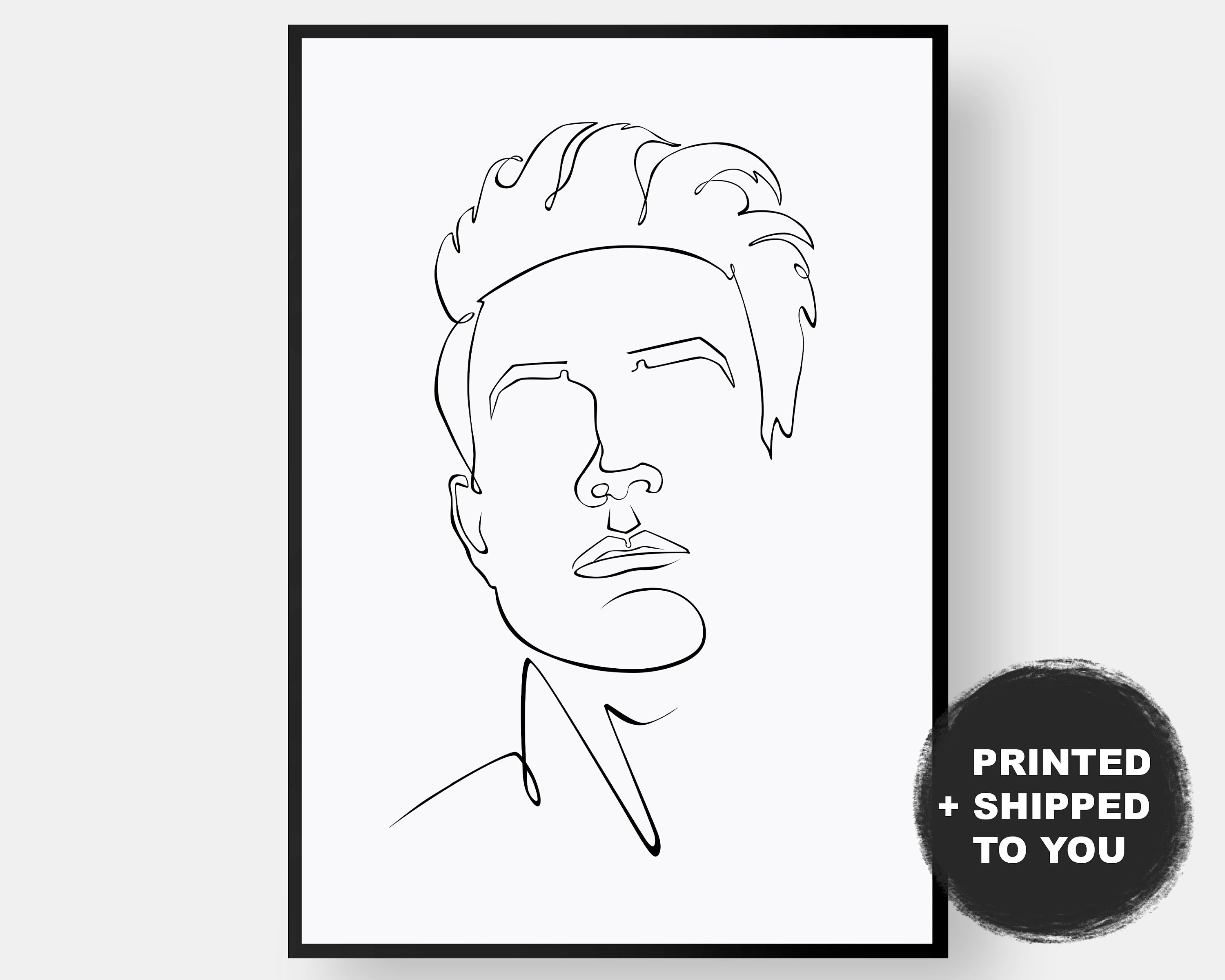 Männliche Line Art Mann Portrait Zeichnung Druck Wandkunst | Etsy
