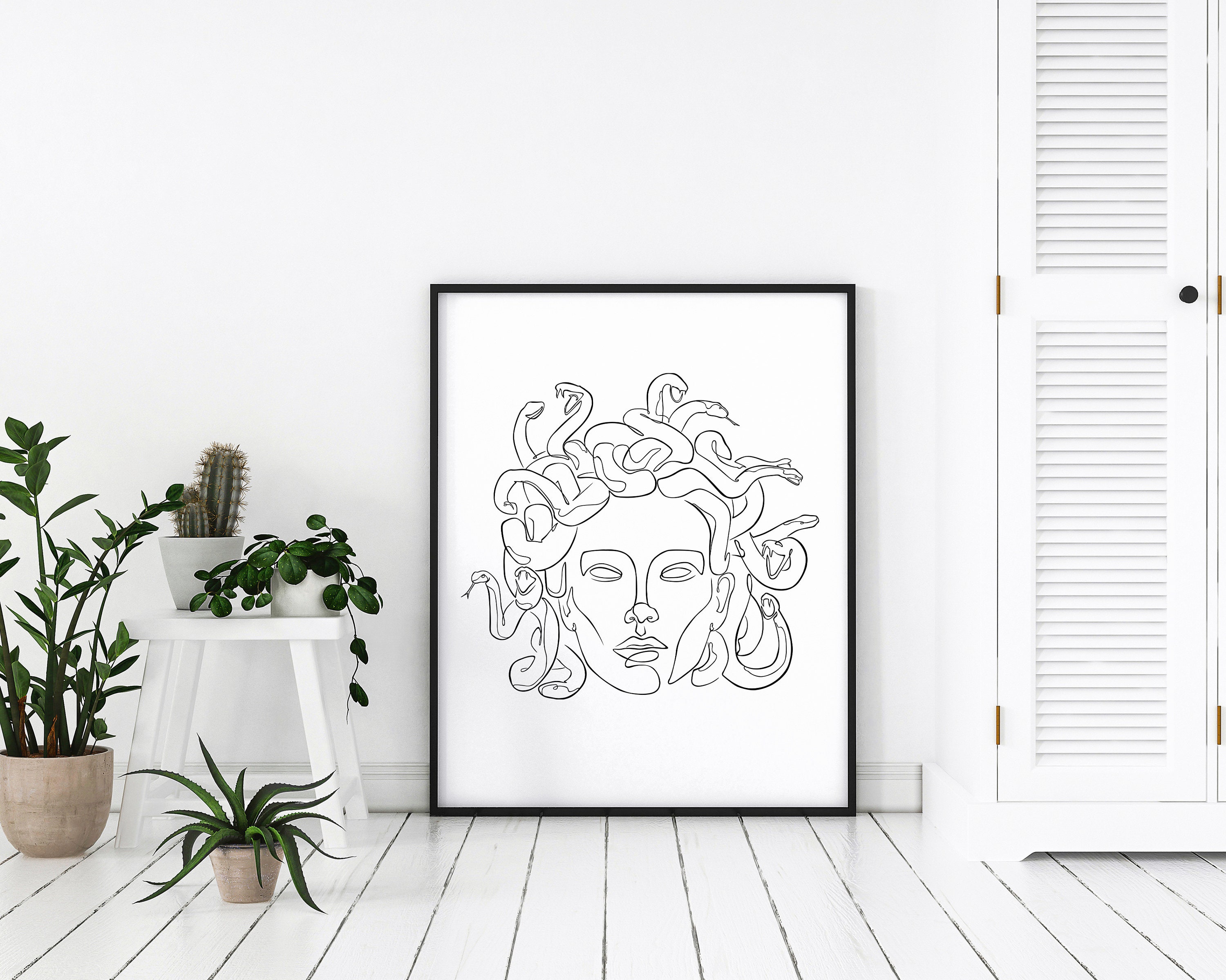 Medusa Print Medusa Wall Art Line Art Greek Line Drawing | Etsy