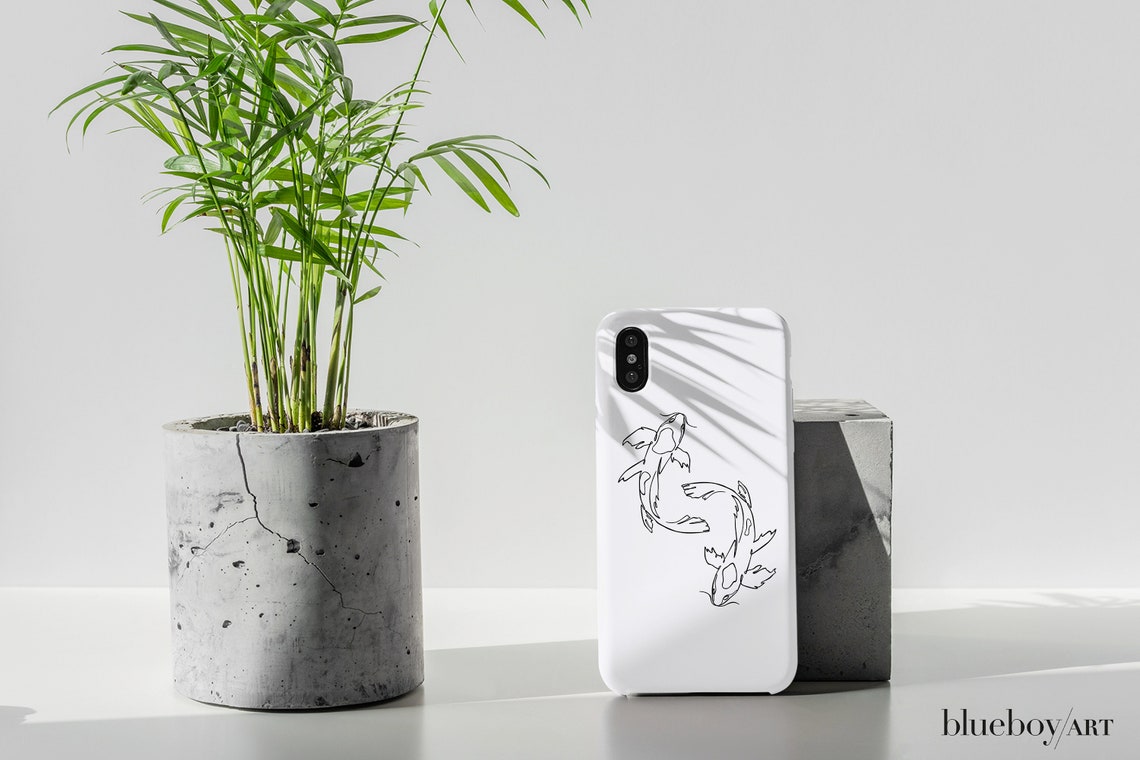 Pisces Line Art iPhone Case Koi Fish Phone case White iPhone | Etsy