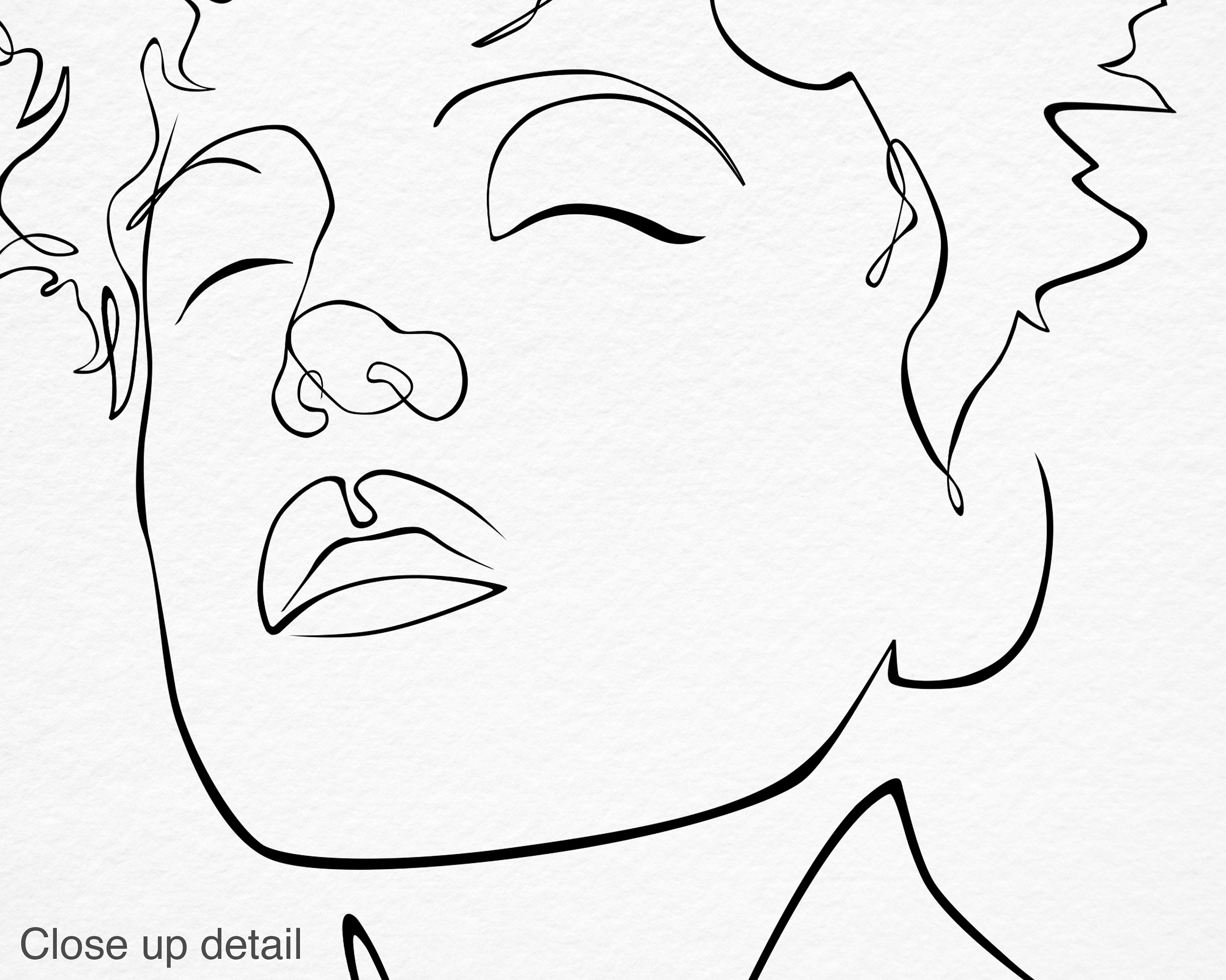 Female Curly Hair Line Art Minimal Woman Line Drawing - Etsy